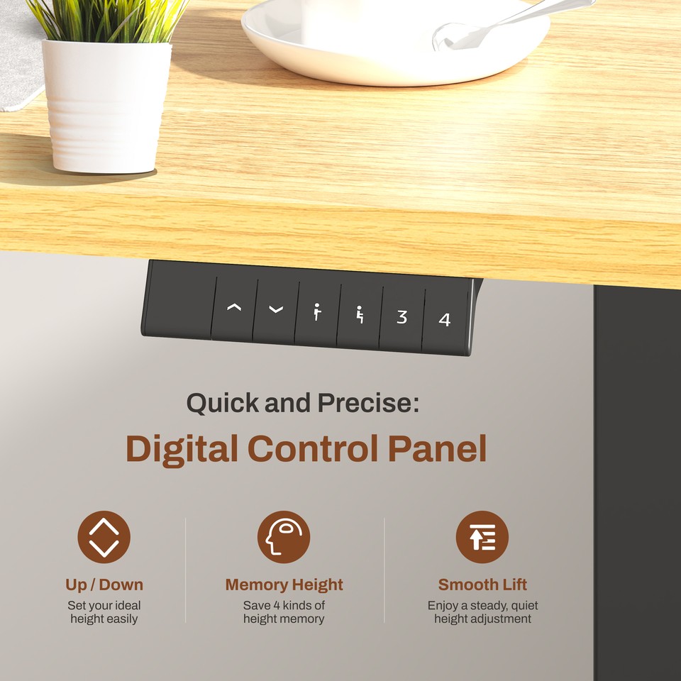 Adjustable Standing Desk with Built-In Cable Management and Hook, Black ...