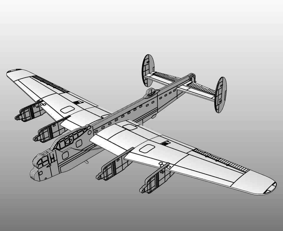 Lancaster bomber Scale free-flight model glider ~ Laser-cut balsa kit ...