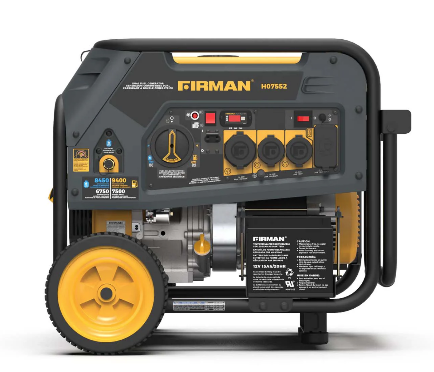 Firman H07552 7500W Dual Fuel Power Generator With COVER. Never Used ...
