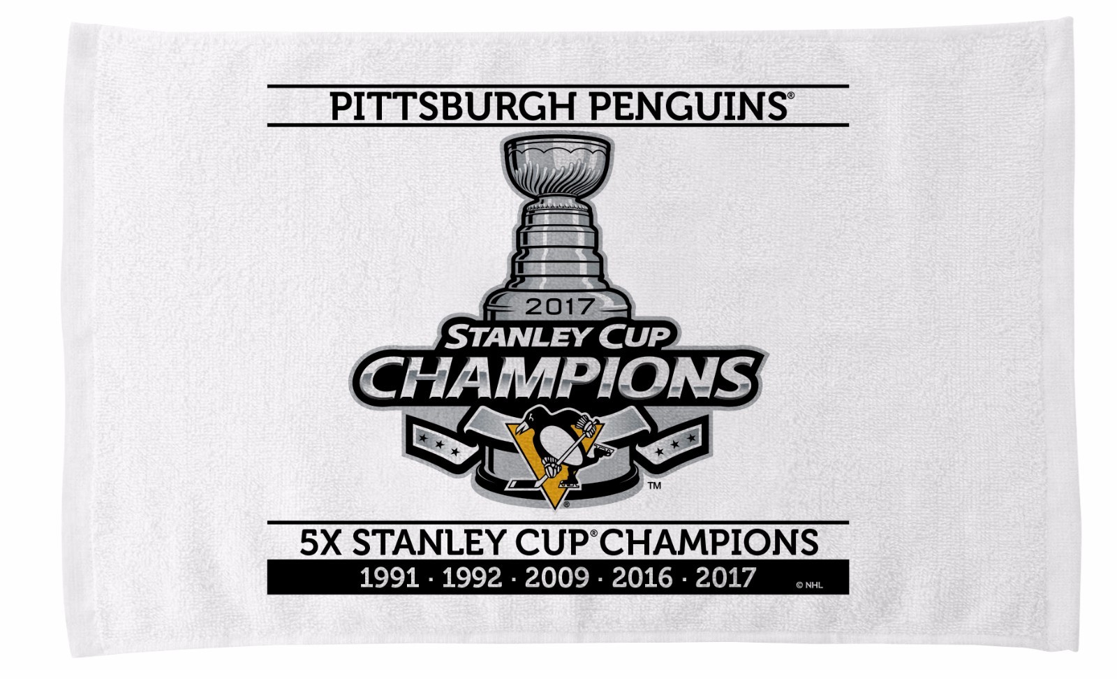 2017 Pittsburgh Penguins White 5X Stanley Cup Champions 15x25 Rally ...