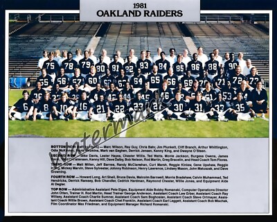 NFL 1981 Oakland Raiders Color Team Picture with Names 8 X 10 Photo ...
