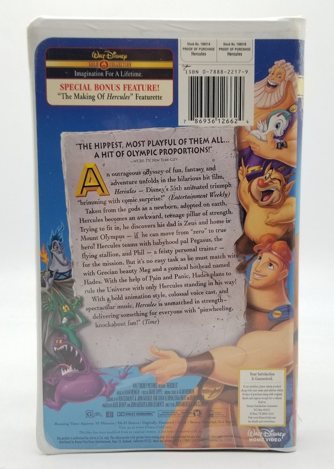 Walt Disney HERCULES (VHS 2000) Gold Classic Collection Edition Brand ...