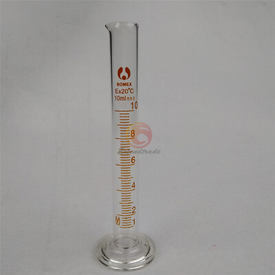 One 10mL Graduated Measuring Glass Cylinder Lab Borosilicate Glassware ...