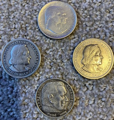 Silver Commemorative Coins, 2 1893 World Expo,1 Washington, 1German ...