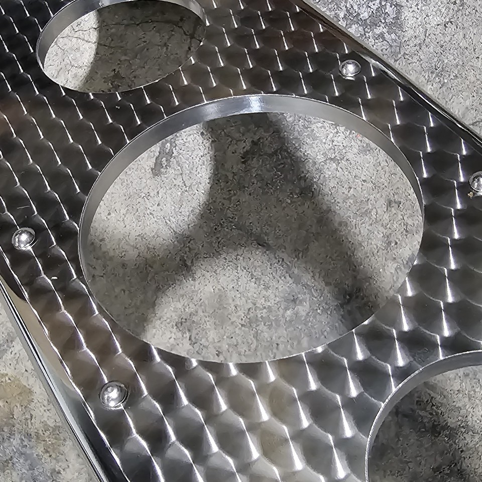 Polished Aluminum 5 Gauge Panel w Engine Turned Stainless Hot Rod ...