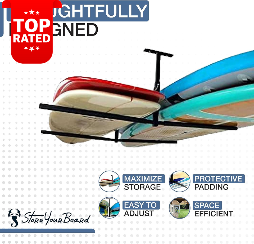Ceiling Storage Rack for 2 SUP Surfboards Hi Port Hanger Mount X-Large ...