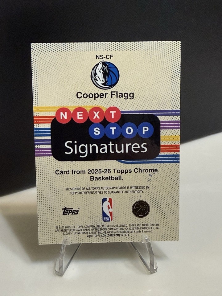 2025-26 Topps Chrome Cooper Flagg Green Next Stop Signatures Auto RC ...