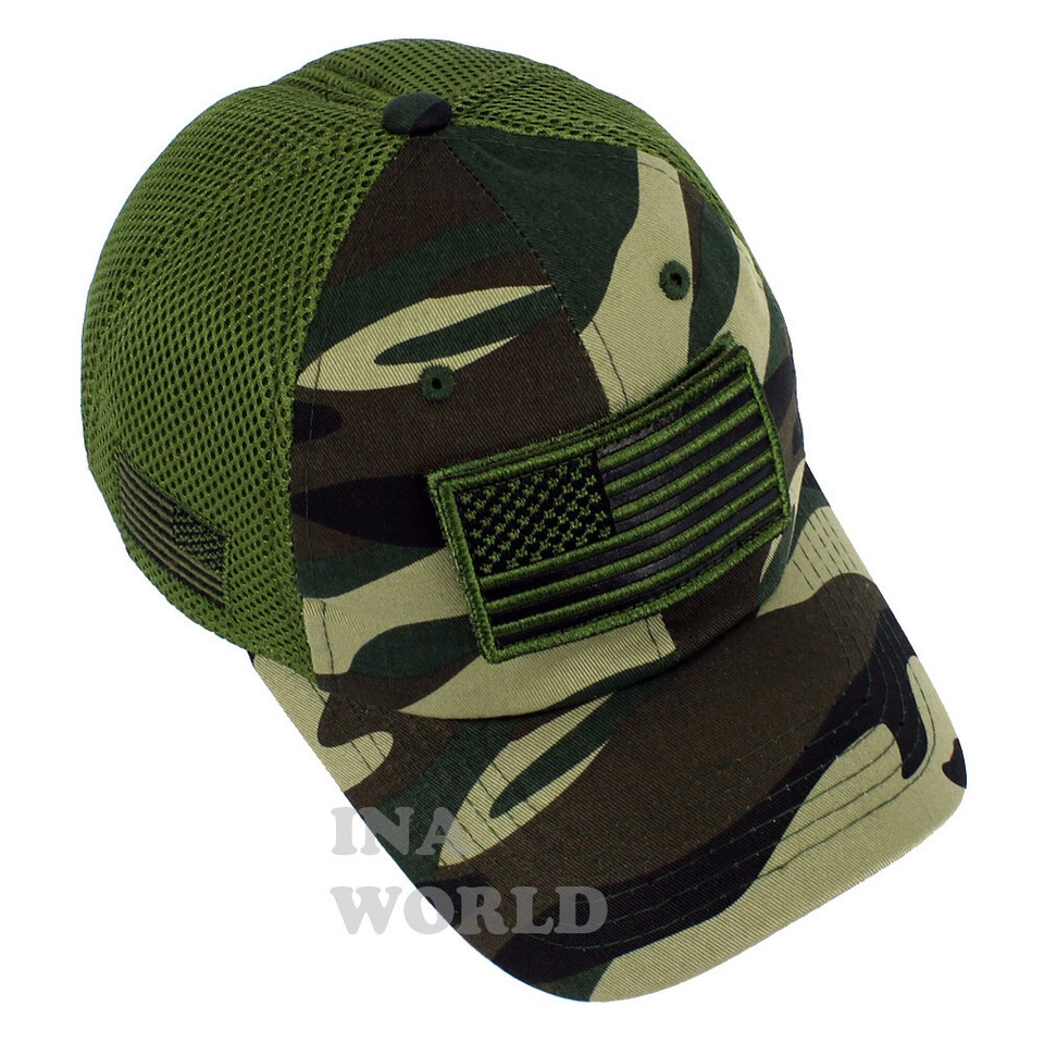 USA Flag Hat Detachable Patch Tactical Operator Micro Mesh Military ...