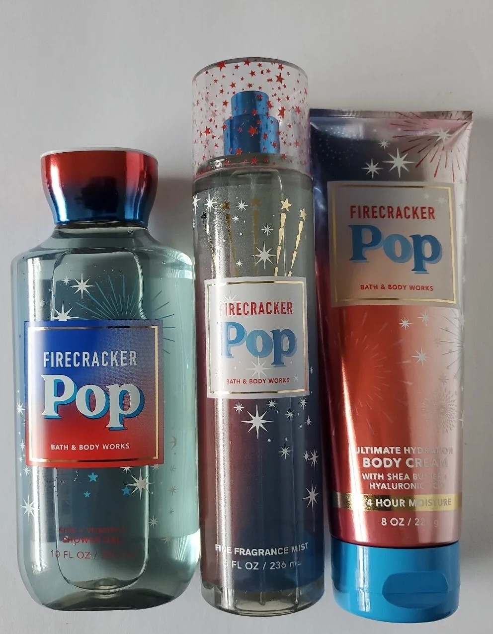 3 PCS SET BATH & BODY WORKS *FIRECRACKER POP* MIST SPRAY BODY CREAM ...