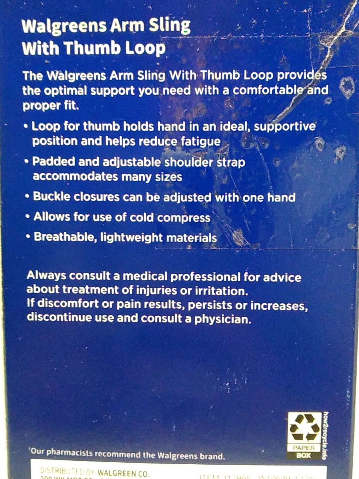 Walgreens Arm Sling With Thumb Loop One Size for sale online | eBay