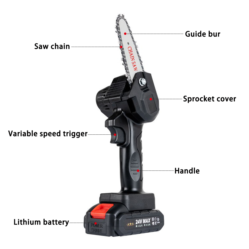 6" Mini Cordless Electric Chainsaw 2X Battery-Powered Wood Cutter ...