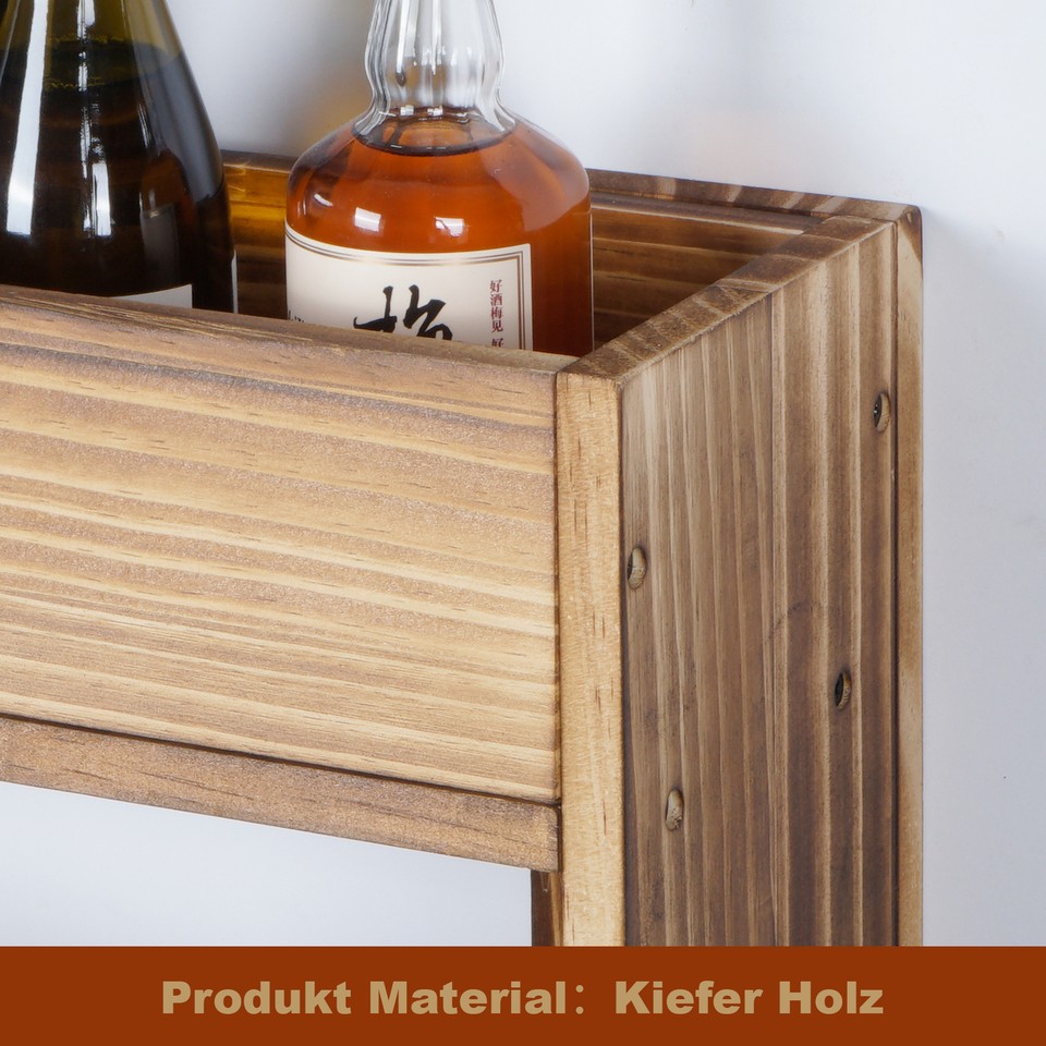 Wall Mounted Wood Wine Rack Bar Shelf Display with Bottle Stemware ...