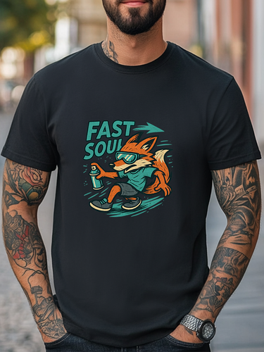 Fast Soul T-Shirt Cool Graffiti Fox Streetwear Tee Urban Skater Style ...