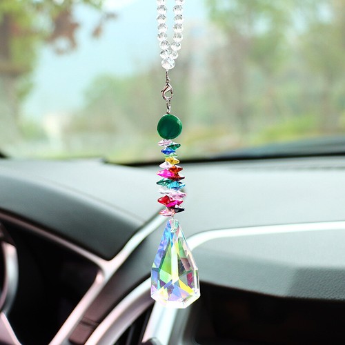Lucky Colorful Crystal Car Pendant Mirror Hanging Auto Rearview ...