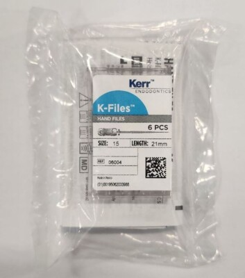 *6-Pieces* Kerr Endodontics K-Files Hand Files Size-15 Length 21mm ...