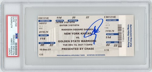 Stephen Curry Autographed NBA Three Point Record Ticket Stub Auto Steph ...