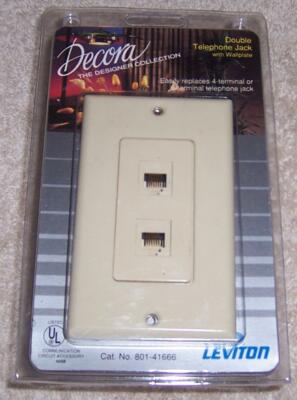 Leviton Decora Double Telephone Jack with Wallplate 801-41666 NEW | eBay