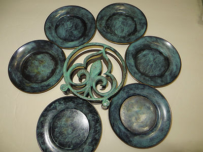 NORDIA COASTER HOLDER with SIX COASTERS / PLATES signed Israel nice ...