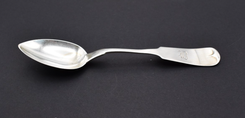Antique Coin Silver Serving Spoon in the Fiddle Pattern with Monogram ...