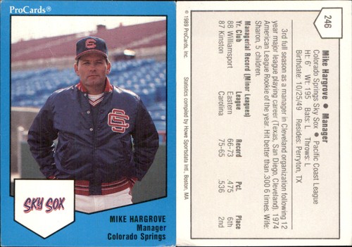 Mike Hargrove 1989 ProCards Minor League Team Sets #246 RC Card FREE ...