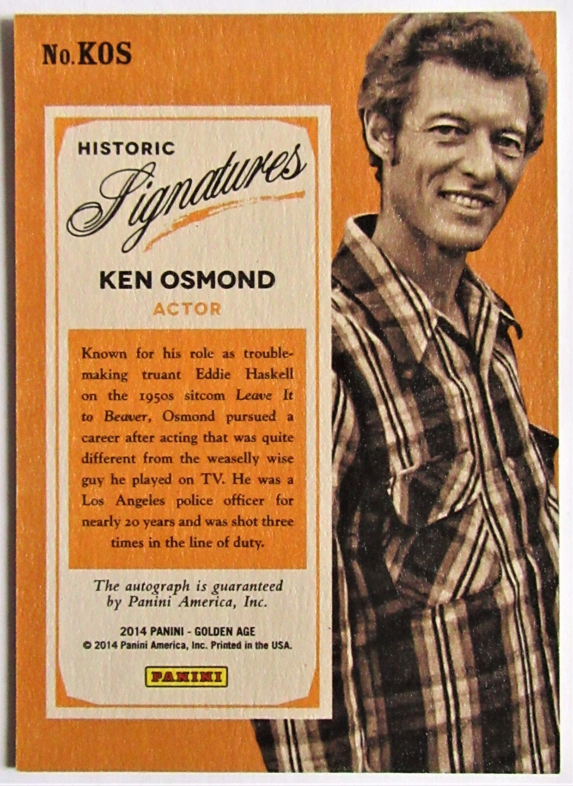 Autograph PANINI Donruss 2014 - KEN OSMOND - Leave It To Beaver EDDIE ...