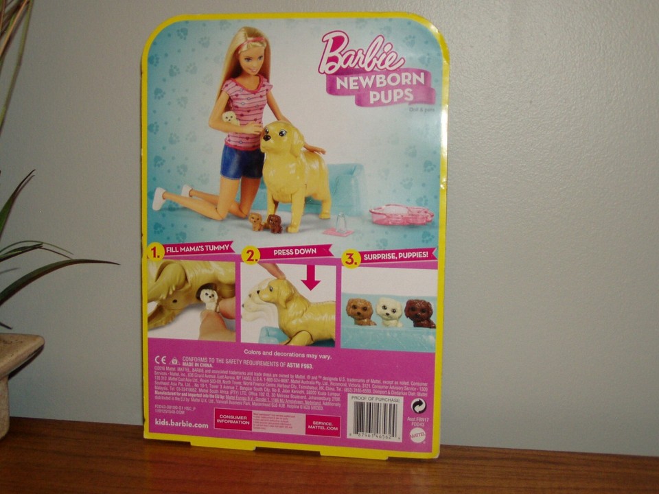 BARBIE NEWBORN PUPPIES PLAYSET 2016 BLONDE NEW IN PACKAGE 887961465624 ...