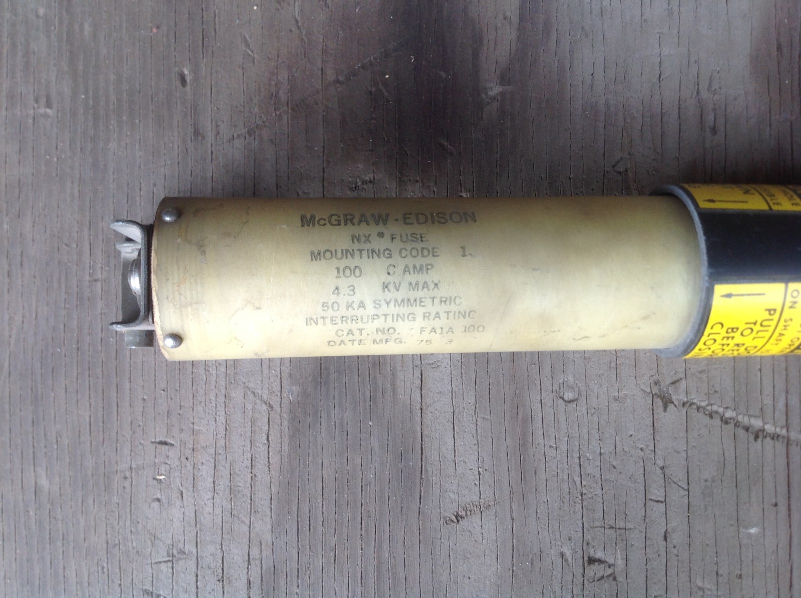 McGRAW EDISON FA1A100, NX 100C AMP 4.3 KV FUSE | eBay