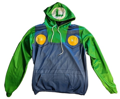 Kids Nintendo Luigi Hoodie Jacket Costume Super Mario Brother Size ...