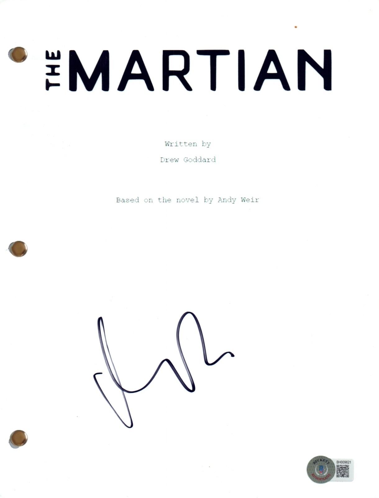 Matt Damon Signed Autograph The Martian Full Movie Script Screenplay ...