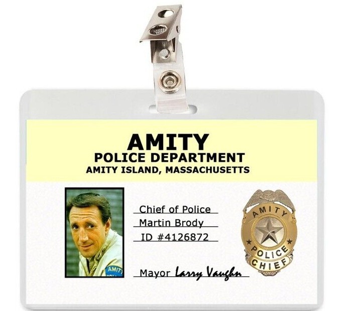 Jaws Martin Brody ID Badge Card Cosplay Laminate Prop Costume Amity ...