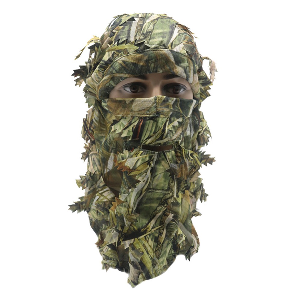 3D Camouflage Leaves Hunting Mask, Tactical Ghillie Hunters Camo Face ...