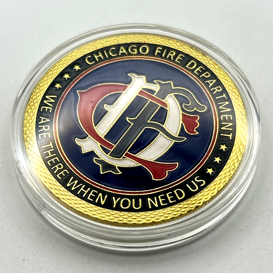 CHICAGO FIRE DEPARTMENT GOLD FINISH Challenge Coin w Capsule Brand New ...