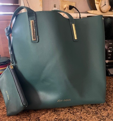 JOY & IMAN Real Leather Handbag Tote with Fabric Insert ! | eBay