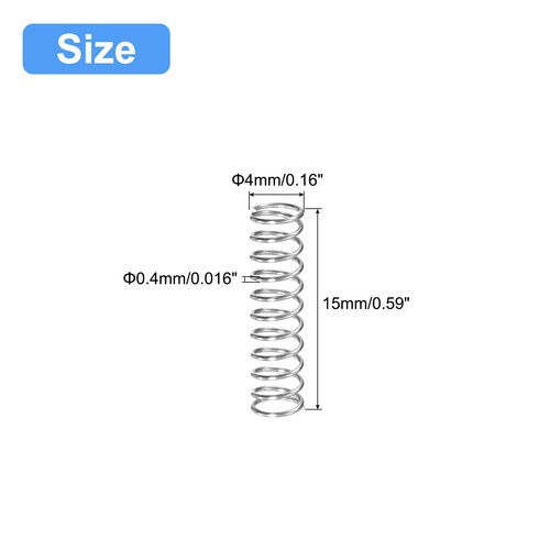 5Pcs Compression Spring 304 Stainless Steel 4mm OD 0.4mm Wire 15mm ...