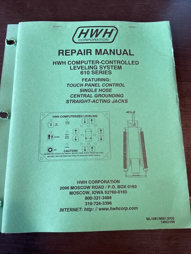 HWH 610 Series Straight Jack LEVELING SYSTEM SERVICE MANUAL MOTORHOME ...