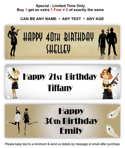 Flappers Birthday Party Banner Signs, 1920s Gangsters Theme | eBay ...