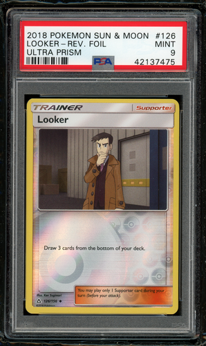 2018 POKEMON SUN & MOON ULTRA PRISM 126 LOOKER-REVERSE FOIL-PSA 9 MINT ...