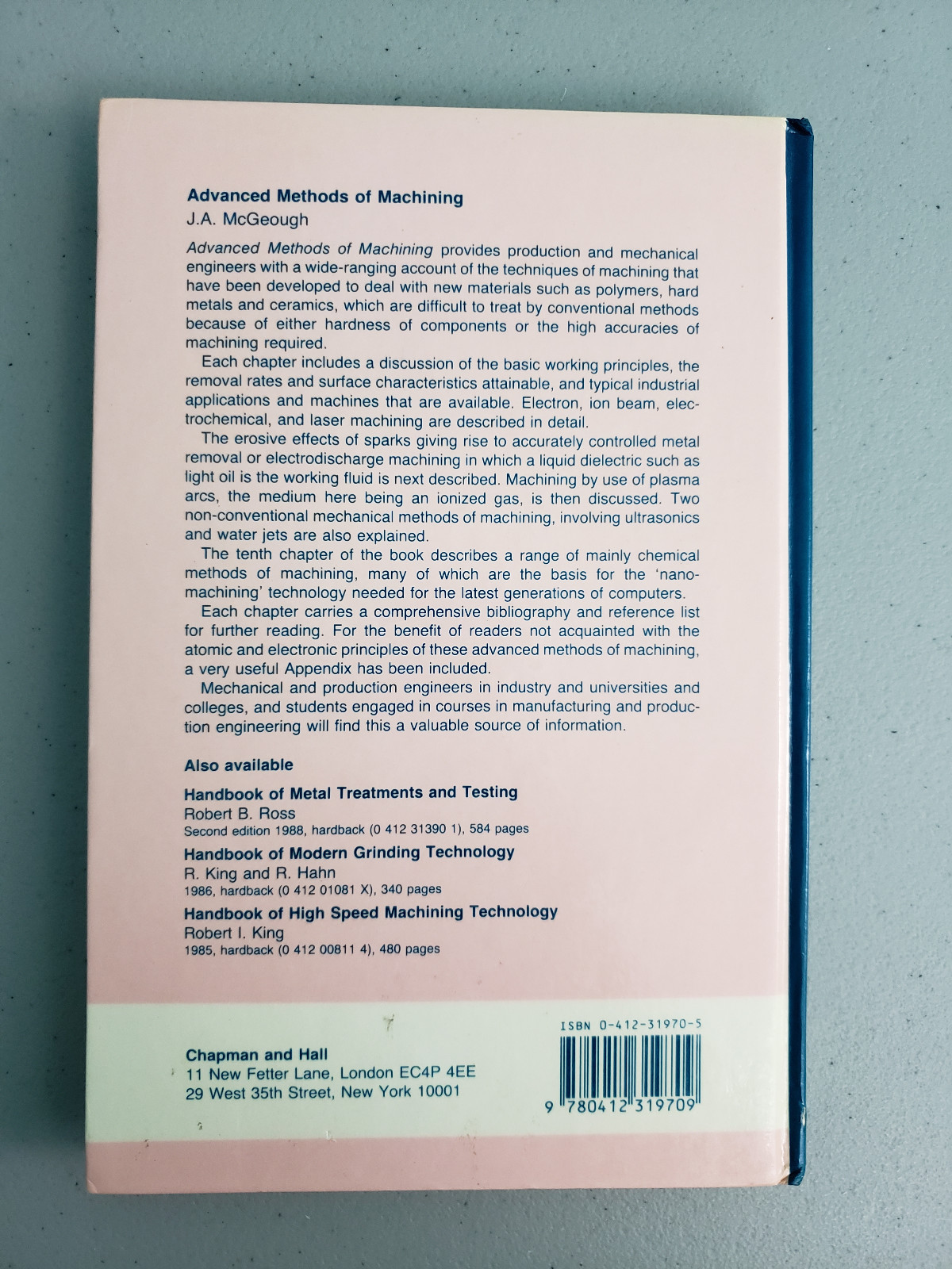 Advanced Methods of Machining by J.A. McGeough 1988 Hardcover Book | eBay