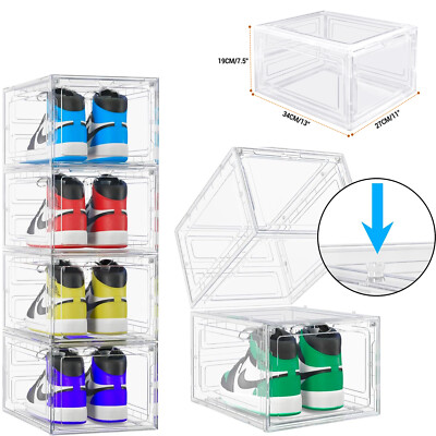6/9/12x Transparent Shoe Storage Boxes Hard Plastic Stackable Shoe Box ...