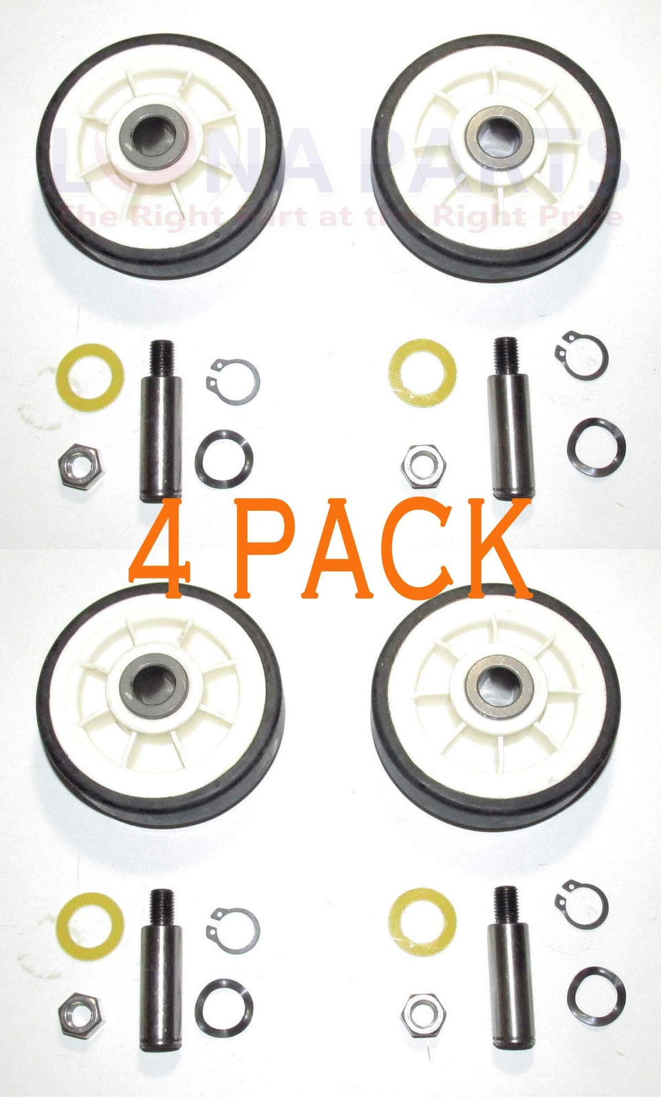 4 PACK - NEW 303373K DRYER SUPPORT ROLLER WHEEL KIT FITS MAYTAG AMANA ...