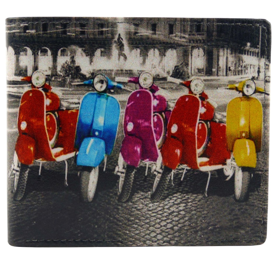 Mens Top Quality Leather Wallet by Golunski Retro Vespa Scooter in Gift ...