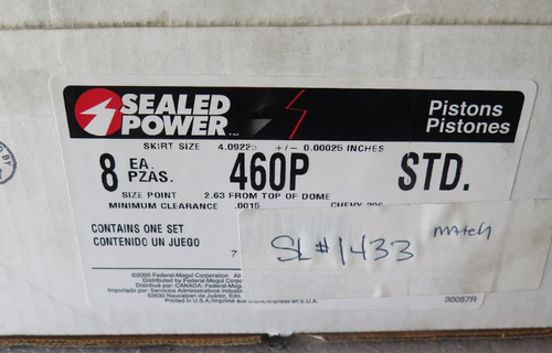 Sealed Power 460P STD Piston Set of 8. Fits: Chevy 6.5L V8 1965-69 (7 ...