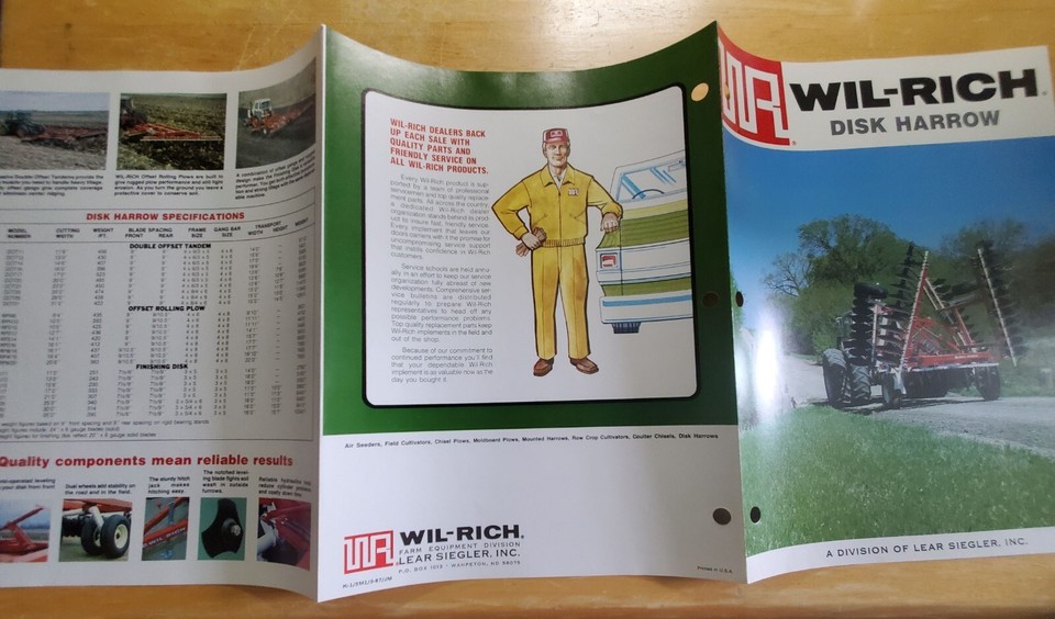 Wil-Rich Disk Harrow DOT25 RPS14 Sales Brochure Pamphlet Specs Lear ...