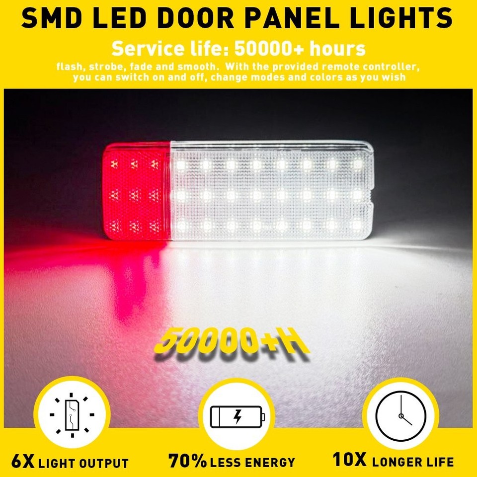 2Pcs LED Door Panel Courtesy Lights White Red For 1992-1997 Ford F350 ...