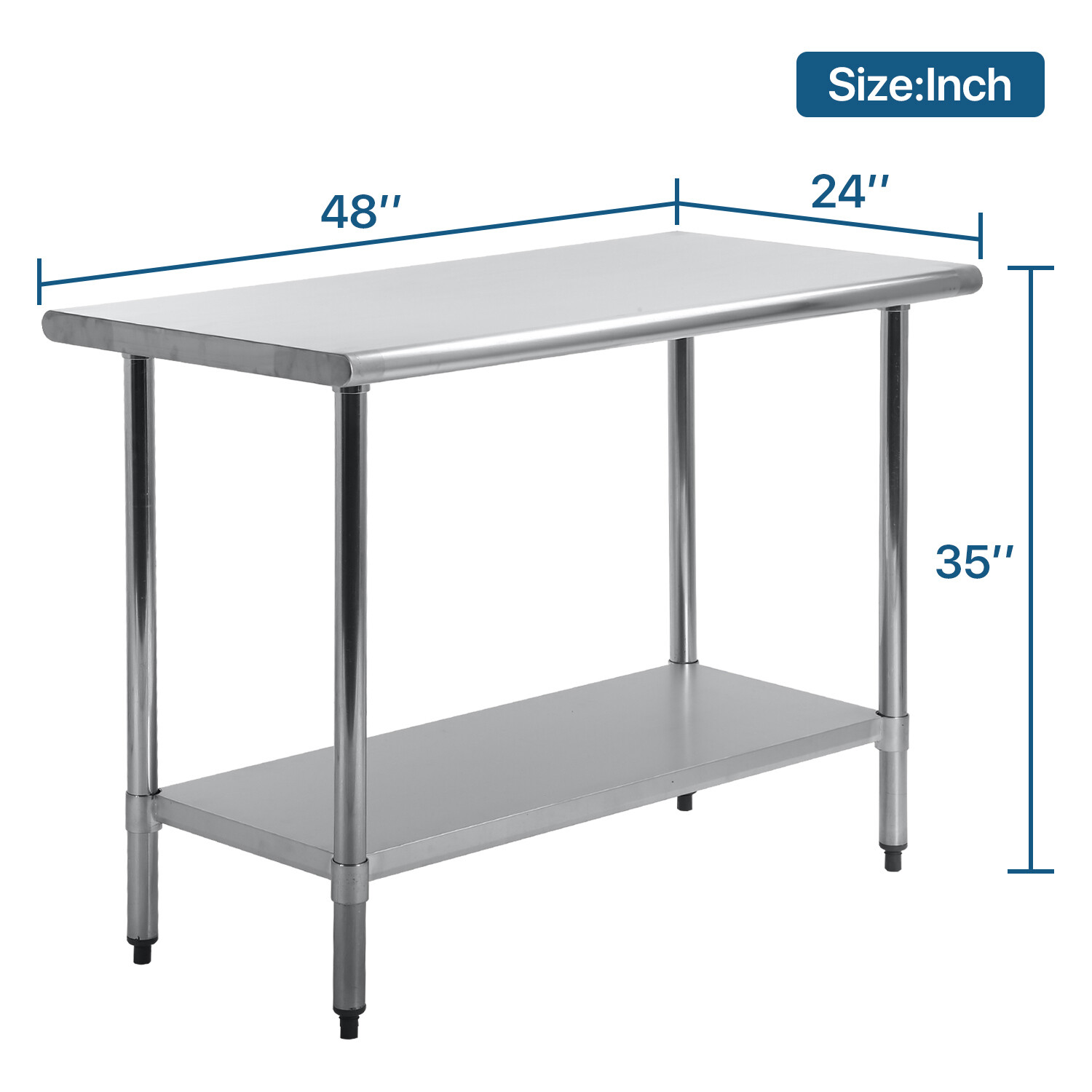 24" 36" 48" 60" Kitchen Work Table Stainless Steel Commercial Food Prep ...