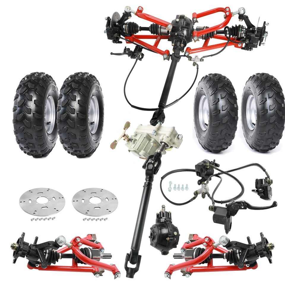 4 Wheeler Front+Rear Differential Drive Shaft CV Axle Kit Gear Box 7 ...