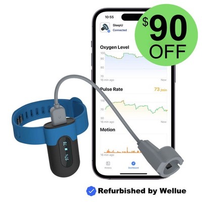 SleepU Continuous Wrist Pulse Oximeter with SpO2 Ring Sensor Probe ...