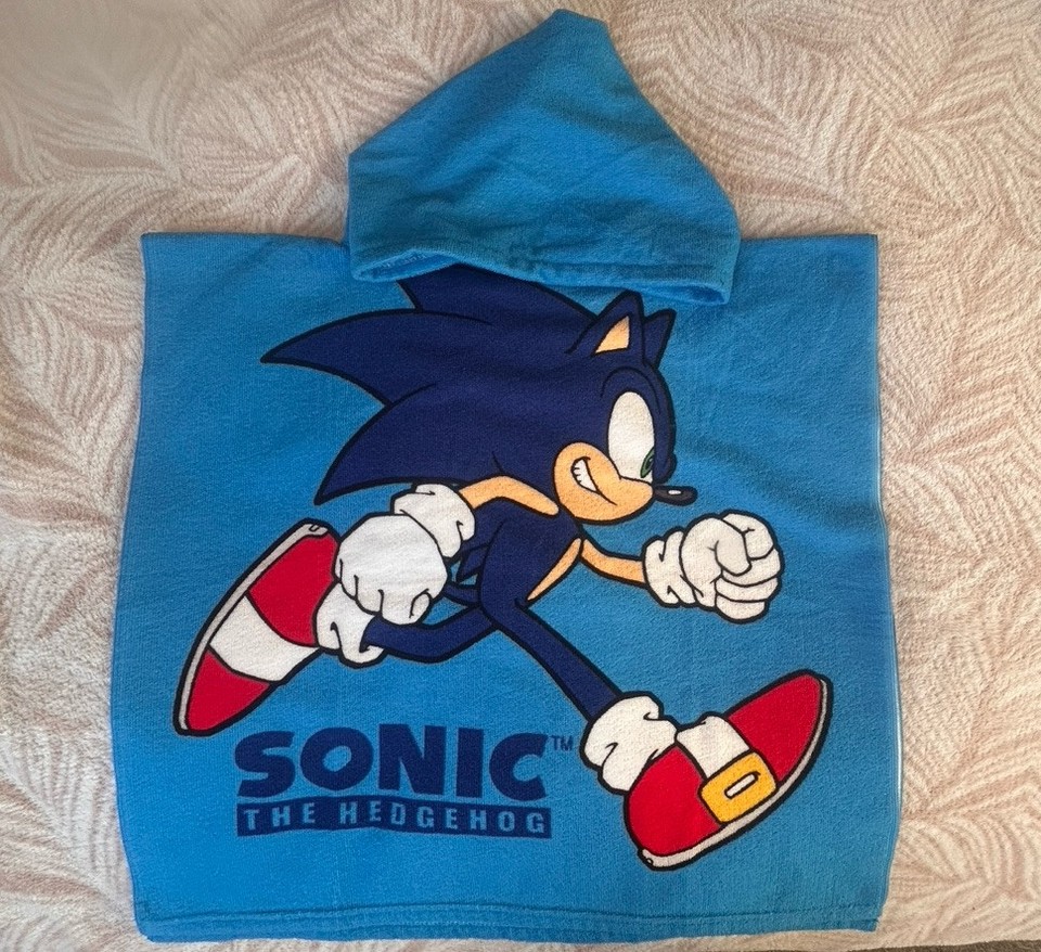 Sonic the Hedgehog Blue Poncho Towel Unisex Kids | eBay