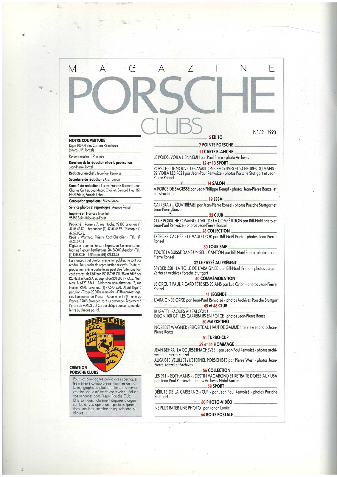 Magazine Porsche Clubs N°32 (1990) | eBay