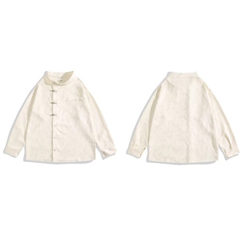 Men Chinese Tang Suit Top Shirt Blouse Butterfly Print Stand Collar ...